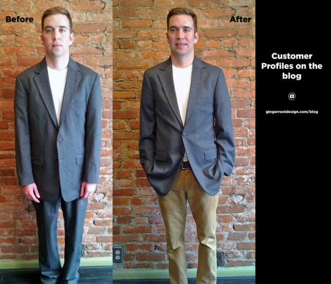 Customer Profile: Nick’s boxy suit | Ginger Root Design